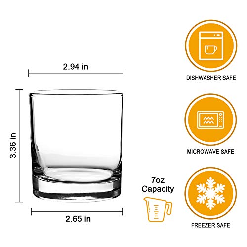 Whiskey Glasses 7oz,QAPPDA Clear Drinking Glasses,Old Fashioned Cockatail Glass Bourbon Glasses,Heavy Base Rocks Glasses For Juice,Beverages,Drinking Shot Glass Liqueue Glass Vodka Glass Cups 12 Pack