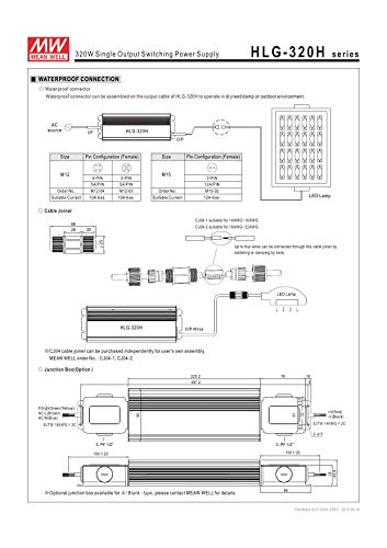 MEAN WELL HLG-320H-48B 320W 6.7A 48V Constant Voltage + Constant Current LED Driver