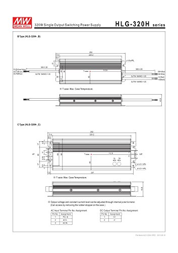 MEAN WELL HLG-320H-48B 320W 6.7A 48V Constant Voltage + Constant Current LED Driver