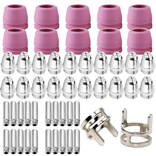 RX WELD 52Pcs Plasma Cutter Torch Consumables Electrode Nozzles Cups Kit Galvanized Copper Ceramic AG-60 Consumables