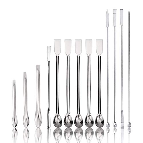 13Pcs Stainless Steel Lab Spatula Micro Scoop Reagent Laboratory Mixing Spatula 22cm Long Sampling Spoon