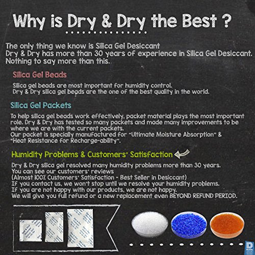 Dry & Dry 5 Gram [50 Packets] Premium Pure and Safe Silica Gel Packets Desiccant Dehumidifiers, Silica Gel Packs - Rechargeable (Food Safe) Moisture Absorbers, Desiccant Packets