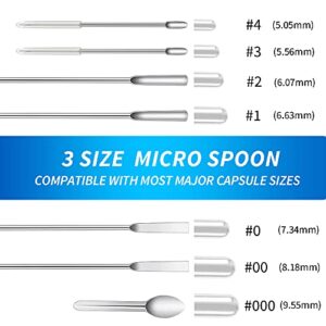 Capsule Filling Machine Tools Kits Micro Tiny Spoon Spatula, Lab Scoop Filling Tray, Herb Powder Tamper Tool for Lab Capsule Filler Pill Maker, Fit Empty Capsules Sizes 000 00 0 1 2 3