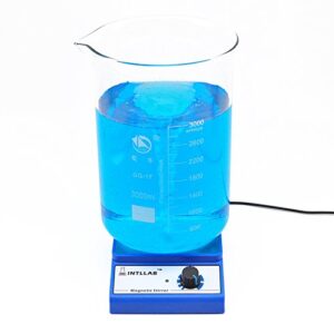 INTLLAB Magnetic Stirrer Stainless Steel Magnetic Mixer with stir bar (No Heating) Max Stirring Capacity: 3000ml