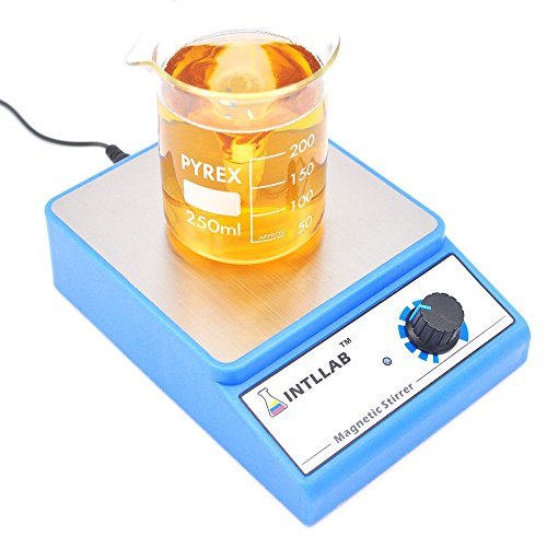 INTLLAB Magnetic Stirrer Stainless Steel Magnetic Mixer with stir bar (No Heating) Max Stirring Capacity: 3000ml