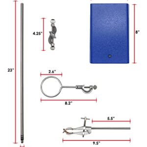 Chemical Resistant Steel Ring Stand Set - Lab Stand Support with Clamp - 8 Inch x 5 Inch Base, 24 Inch Rod - Use as Glass Funnel Stand or Test Tube Holder