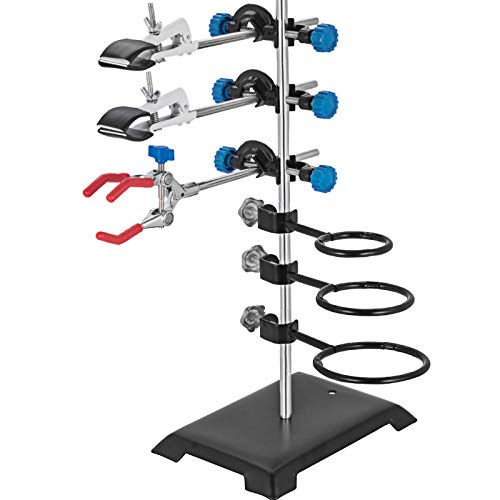 VEVOR Laboratory Grade Metalware Set - Support Stand Premium Iron Material Laboratory Stand Support Lab Clamp Flask Clamp Condenser Stand 60cm