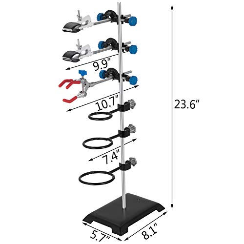 VEVOR Laboratory Grade Metalware Set - Support Stand Premium Iron Material Laboratory Stand Support Lab Clamp Flask Clamp Condenser Stand 60cm