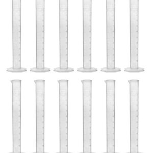 12PK Graduated Cylinders, 100mL - Class B Tolerance - Octagonal Base - Polypropylene Plastic - Industrial Quality, Autoclavable - Eisco Labs