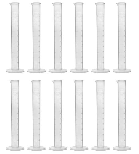 12PK Graduated Cylinders, 100mL - Class B Tolerance - Octagonal Base - Polypropylene Plastic - Industrial Quality, Autoclavable - Eisco Labs