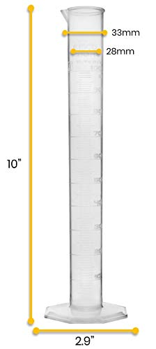 12PK Graduated Cylinders, 100mL - Class B Tolerance - Octagonal Base - Polypropylene Plastic - Industrial Quality, Autoclavable - Eisco Labs