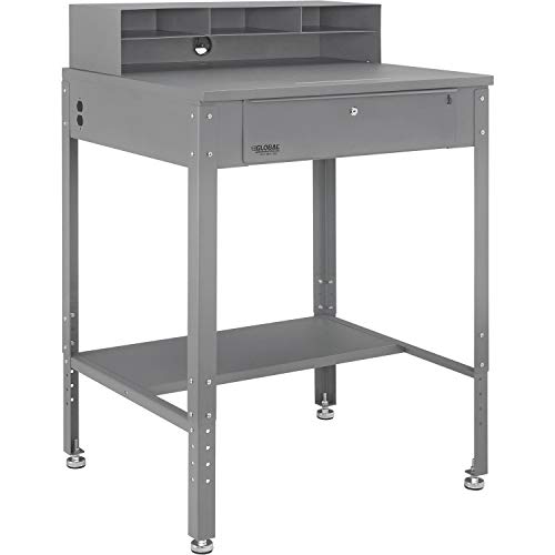 Flat Top Shop Desk w Pigeonhole Compartments, 34-1/2"W x 30" D, Gray