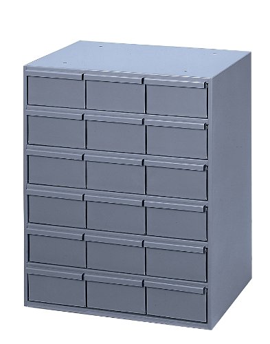 Durham 006-95 Gray Cold Rolled Steel Vertical Storage Cabinet, 17-1/4" Width x 21-1/4" Height x 11-5/8" Depth, 18 Drawer