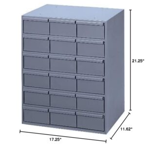 Durham 006-95 Gray Cold Rolled Steel Vertical Storage Cabinet, 17-1/4" Width x 21-1/4" Height x 11-5/8" Depth, 18 Drawer