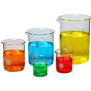 Karter Scientific, 3.3 Boro, Griffin Low Form, Glass Beaker Set - 5 Sizes - 50ml, 100ml, 250ml, 500ml, 1000ml