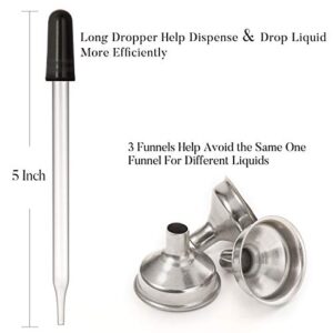 12 PCS, 1 oz Dropper Bottles for Essential Oils with 3 Stainless Steel Funnels & 1 Long Glass Dropper - 30ml Amber Glass Bottles with Eye Droppers - Tincture Bottles, Leak Proof Travel Bottles for Liquids