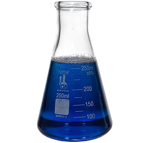 Glass Erlenmeyer Flask Set - 3 Sizes - 50, 150 and 250ml, Karter Scientific