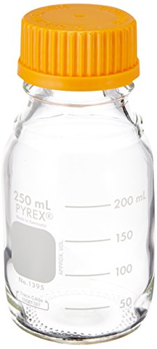 PYREX 250mL Round Media Storage Bottles, with GL45 Screw Cap, Ea