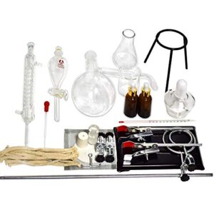 Cherish XT Home Distiller Distilling to Making Your Own Essential Oil, Moonshine, 3.3 Boro Alcohol Distiller Chemistry Lab Glassware Kit,Glass Distilling,Distillation Apparatus 15pcs Set, 500 ML