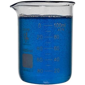 Glass Low Form Beaker Set, 6 Sizes - 10, 50, 100, 250, 500, and 1L, 3.3 Borosilicate Glass, Karter Scientific