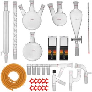 vevor new laboratory glassware 24/40 chemistry glassware 29pcs chemistry lab glassware kit 250 1000ml for distillations separation purification synthesis 24/40 29pcs