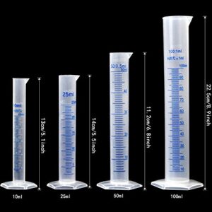 APLANET Plastic Graduated Cylinders and Beakers, 10ml, 25ml, 50ml, 100ml Cylinders with 50ml, 100ml, 250ml, 500ml, 1000ml Beakers and 1 Tube Brush, Ideal for Home and School Science Lab