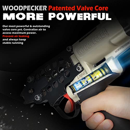 WOODPECKER C-760FA 16 Guage Pneumatic Hog Ring Gun, Standard 3.0mm Closure Diameter, 1/2-Inch Crown Hog Ring Staples, Power Hog Ring Gun Air Hog Ring Plier Tool for Wire Cages, Seat Making, Fencing