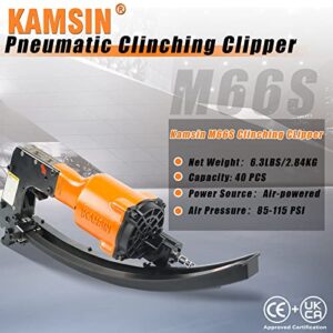 Kamsin M66S Pneumatic Lighter Clinching Clipper Air Power Clinching Gun Hartco Clipper Industrial Clip Tool Vertex Fastening Clipper Gun for Spring Mattress, Car Seat