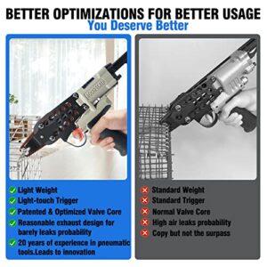 WOODPECKER C-7EF 15 Gauge Pneumatic Hog Ring Gun, Intensified Power, 3/4-inch Crown 7.0mm Closure Diameter, Air Hog Ring Plier Tool for Wire Cages, Fencing