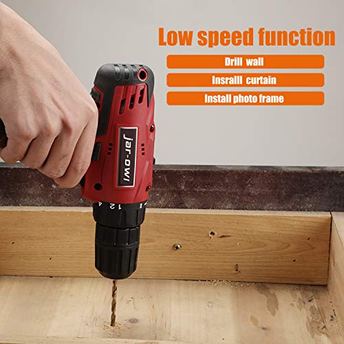 108 Piece Power Tool Combo Kits with 16.8V Cordless Drill, Household Tools Set with DIY Hand Tool Kits for Professional Garden Office Home Repair Maintain-Black/Red