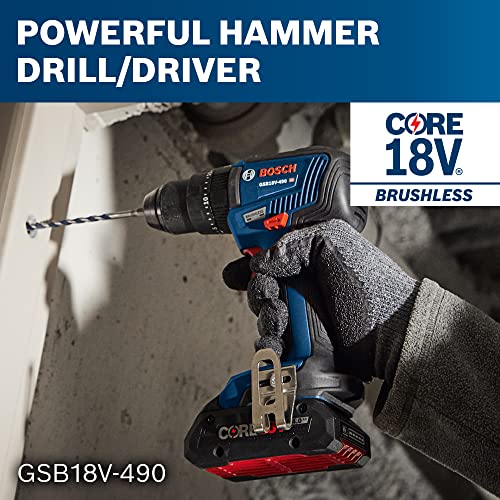 BOSCH GXL18V-501B25 18V 5-Tool Combo Kit with Two-In-One Bit/Socket Impact Driver, 1/2 In. Hammer Drill/Driver, Reciprocating Saw, Circular Saw, LED Worklight and (2) CORE18V 4.0 Ah Compact Batteries