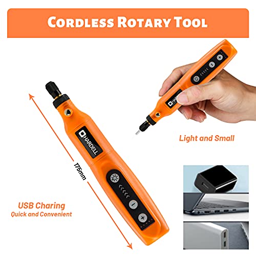 HARDELL Mini Cordless Rotary Tool, 5-Speed and USB Charging Rotary Tool Kit with 55 Accessories, Multi-Purpose 3.7V Power Rotary Tool for Sanding, Polishing, Drilling, Etching, Engraving, DIY Crafts