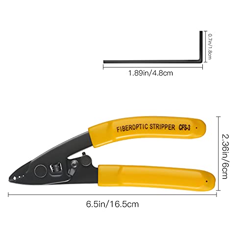 2 Pieces CFS-3 Fiber Optic Stripper 3 Port Hole Fiber Optic Stripping Tool with 6" handle - Hex Key Adjustable For Jacket, Buffer, and 125μm-250μm Coating Stripping