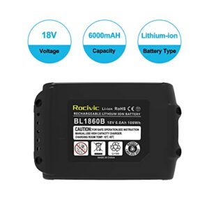 Rocivic Replace for Makita 18V Lithium-Ion 6.0Ah Battery 2 Packs, Compatible with Makita BL1820B BL1830B BL1840B BL1850B BL1860B Cordless Power Tools, with LED Indicator