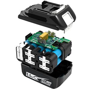 Rocivic Replace for Makita 18V Lithium-Ion 6.0Ah Battery 2 Packs, Compatible with Makita BL1820B BL1830B BL1840B BL1850B BL1860B Cordless Power Tools, with LED Indicator