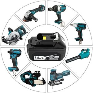 Rocivic Replace for Makita 18V Lithium-Ion 6.0Ah Battery 2 Packs, Compatible with Makita BL1820B BL1830B BL1840B BL1850B BL1860B Cordless Power Tools, with LED Indicator