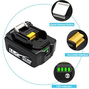 Rocivic Replace for Makita 18V Lithium-Ion 6.0Ah Battery 2 Packs, Compatible with Makita BL1820B BL1830B BL1840B BL1850B BL1860B Cordless Power Tools, with LED Indicator