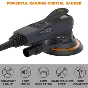 MAXXT Random Orbital Sander Brushless 350W 3A Multi-function Variable Speed Electric Corded Orbital Sanders Machine with 10 Sanding Paper for Woodworking, Drywall Sanding, Polishing (5.0mm Orbit)