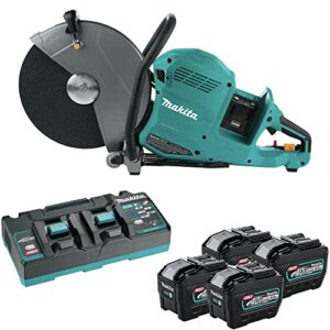 makita gec01pl4 80v max (40v x2) xgt brushless lithium-ion 14 in. cordless aft power cutter kit with electric brake and 4 batteries (8 ah)