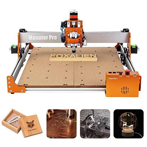 FoxAlien Masuter Pro CNC Router Machine, Upgraded 3-Axis Engraving All-Metal Milling Machine for Wood Acrylic MDF Nylon Carving Cutting