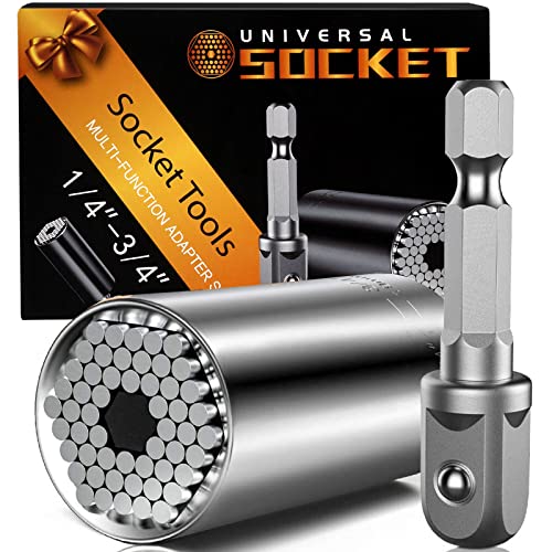 Stocking Stuffers Gifts for Adults Men-Universal Socket Tools Christmas Gifts-Super Socket Tool Set with Power Drill Adapter Grip Cool Stuff Gadgets-Unique Mens Gifts Ideas for Husband,Grandpa,Teens