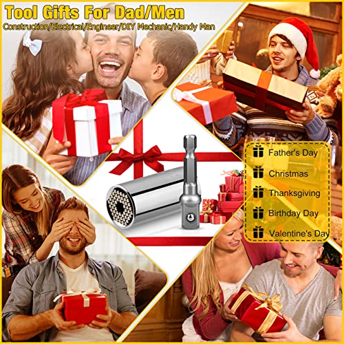 Stocking Stuffers Gifts for Adults Men-Universal Socket Tools Christmas Gifts-Super Socket Tool Set with Power Drill Adapter Grip Cool Stuff Gadgets-Unique Mens Gifts Ideas for Husband,Grandpa,Teens