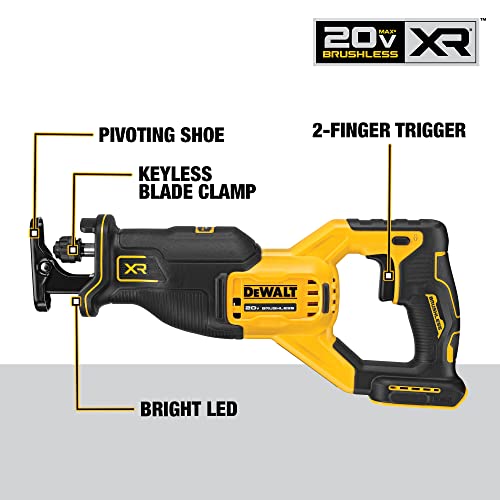 DEWALT DCS382B 20V MAX* XR® Brushless Cordless Reciprocating Saw (Tool Only) , Black