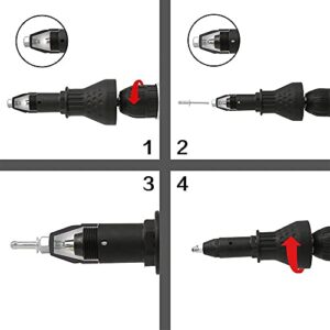 Cordless Drill Electric Rivet Gun Adapter Kit Rivet Nut Drill Adaptor Riveting Tool Insert Nut Hand Tool Power Machine Accessories (Blue)