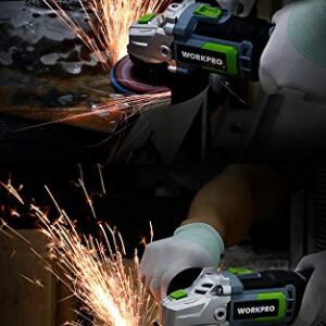 WORKPRO 20V Cordless Angle Grinder Kit, 4-1/2 Inch, Lightweight Angle Grinder Tool w/ 4.0Ah Lithium-Ion Battery & Fast Charger, Ergonomic Button Position for Reducing Hand Pressure