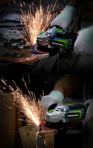 WORKPRO 20V Cordless Angle Grinder Kit, 4-1/2 Inch, Lightweight Angle Grinder Tool w/ 4.0Ah Lithium-Ion Battery & Fast Charger, Ergonomic Button Position for Reducing Hand Pressure