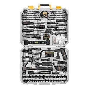 dekopro 218-piece general household hand tool kit, professional auto repair tool set for homeowner, general household hand tool set with plier, screwdriver set, socket set, with portable storage case