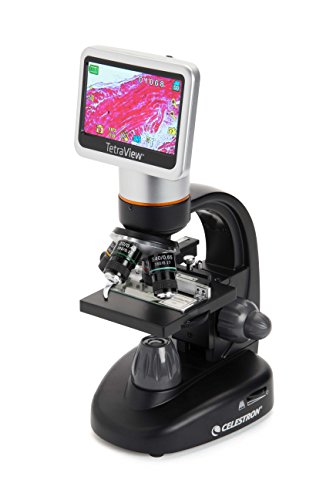 Celestron – TetraView LCD Digital Microscope – Biological Microscope with a Built-In 5MP Digital Camera – Adjustable Mechanical Stage –Carrying Case and 2GB Micro SD Card