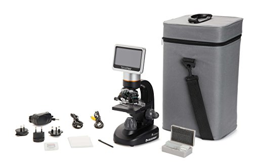 Celestron – TetraView LCD Digital Microscope – Biological Microscope with a Built-In 5MP Digital Camera – Adjustable Mechanical Stage –Carrying Case and 2GB Micro SD Card