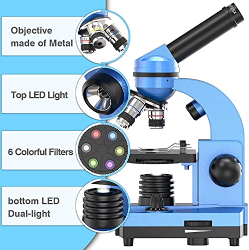 Microscope for Kids Beginners Children Student, 40X- 1000X Compound Microscopes with 52 pcs Educational Kits